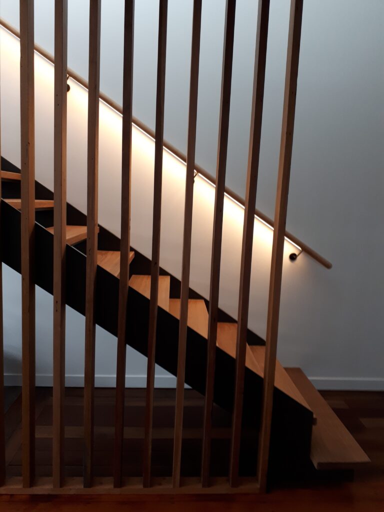 LED Timber Stair Handrail Lighting 43mm Victorian Ash THVA43