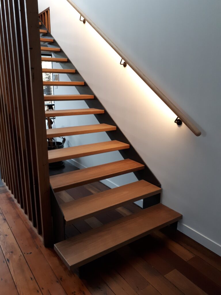 LED Timber Stair Handrail Lighting 43mm Victorian Ash